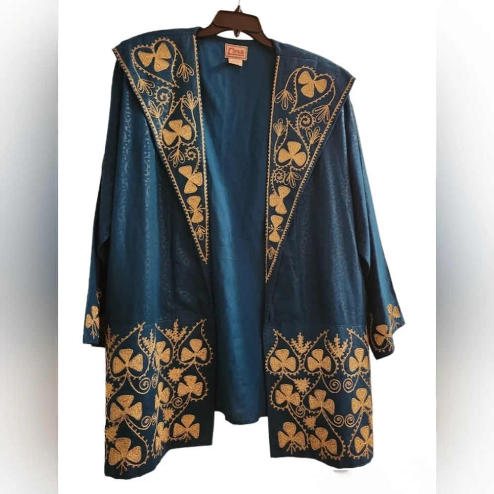 Rima | Jackets & Coats | Rima Gold Stitched Open Front Plus Size Blazer ...